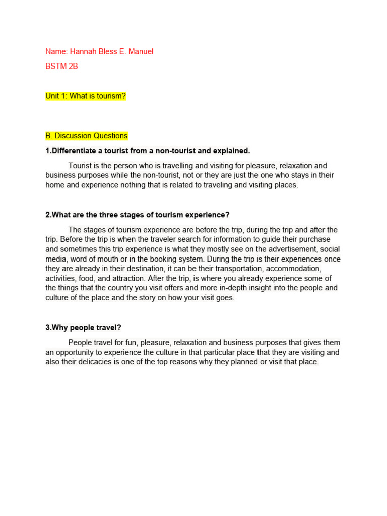 Understanding Tourism: Key Concepts | PDF | Career & Growth | Science ...