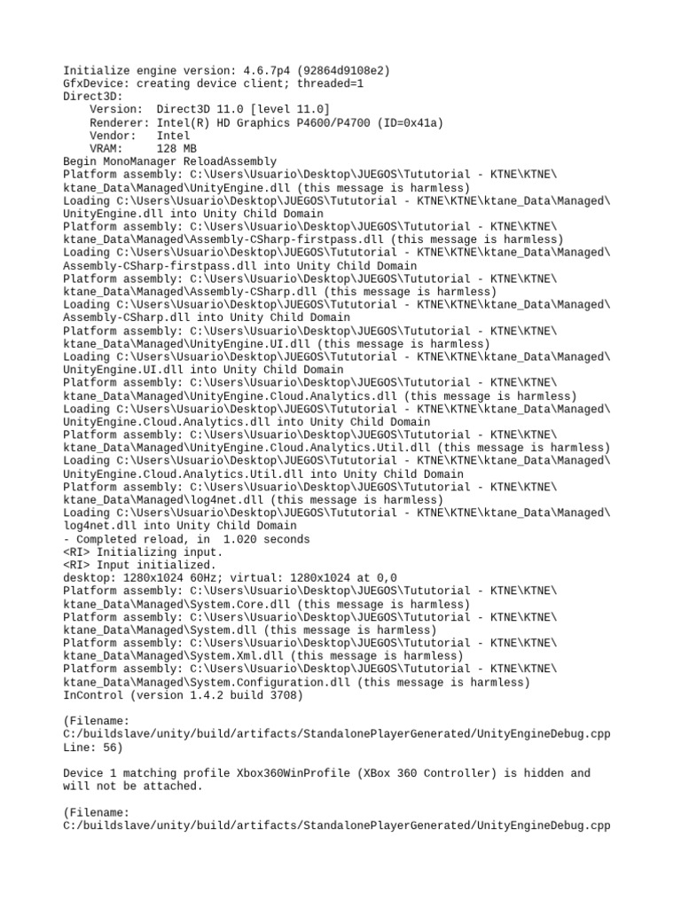Game Initialization Log | PDF | Unity (Game Engine) | Computer Science