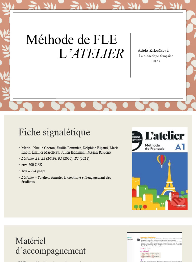 Méthode De Fle L Atelier Pdf Communication Humaine Linguistique