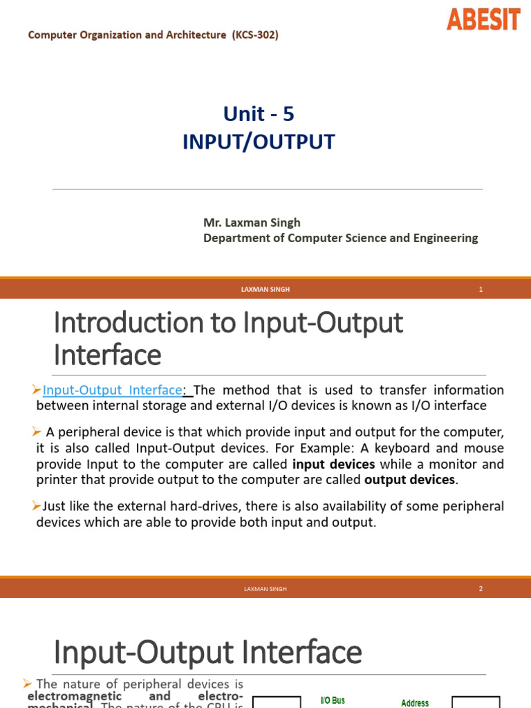UNIT 5 INPUT OUTPUT PPT | PDF | Duplex (Telecommunications) | Input/Output