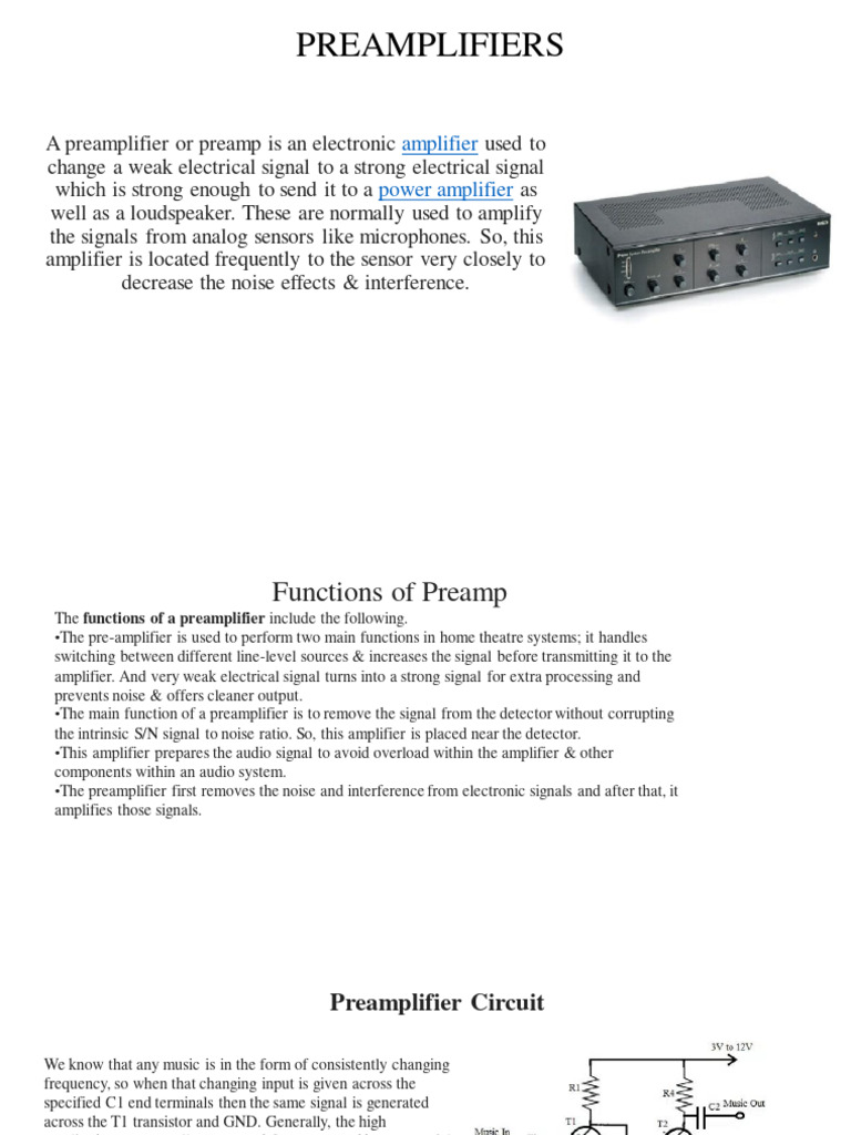 PREAMPLIFIERS | Download Free PDF | Amplifier | Telecommunications Engineering