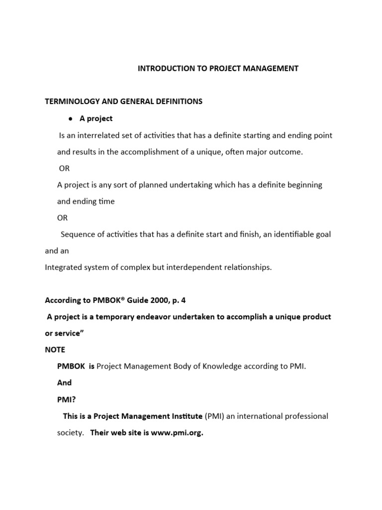 Introduction To Project Management | PDF | Project Management | Goal