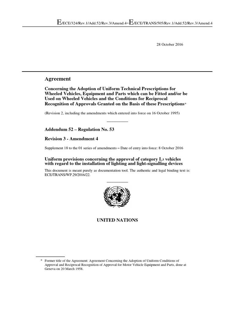 UNECE Regulation 53.03.04 | PDF | Vehicles | Motor Vehicle