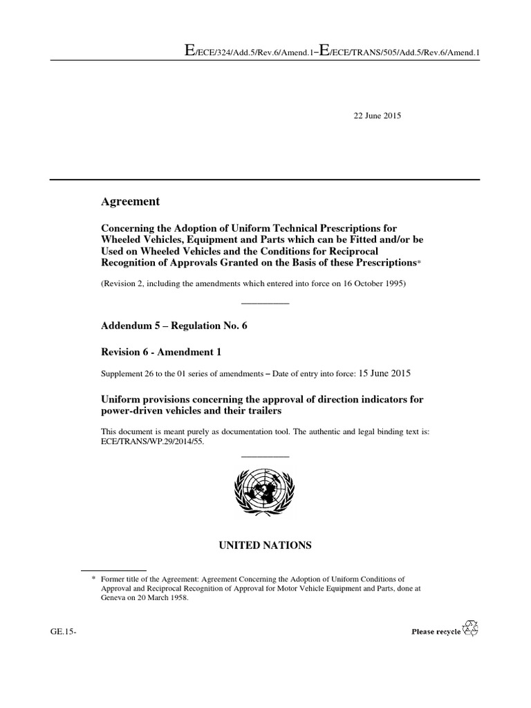 UNECE Regulation 6.06.01 | PDF | Technology & Engineering