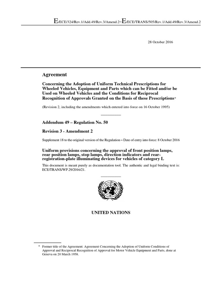 UNECE Regulation 50.03.02 | PDF | Land Transport | Automotive Industry