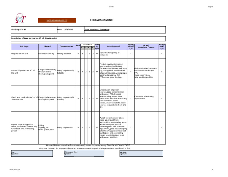 22-RA FORM OP-20-01 GENERAL Air Condition Main | PDF | Personal ...