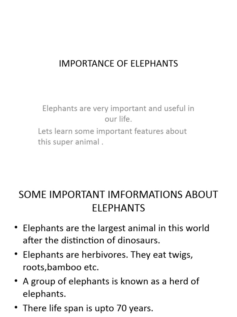 Importance of Elephants | PDF | Elephant | Zoology