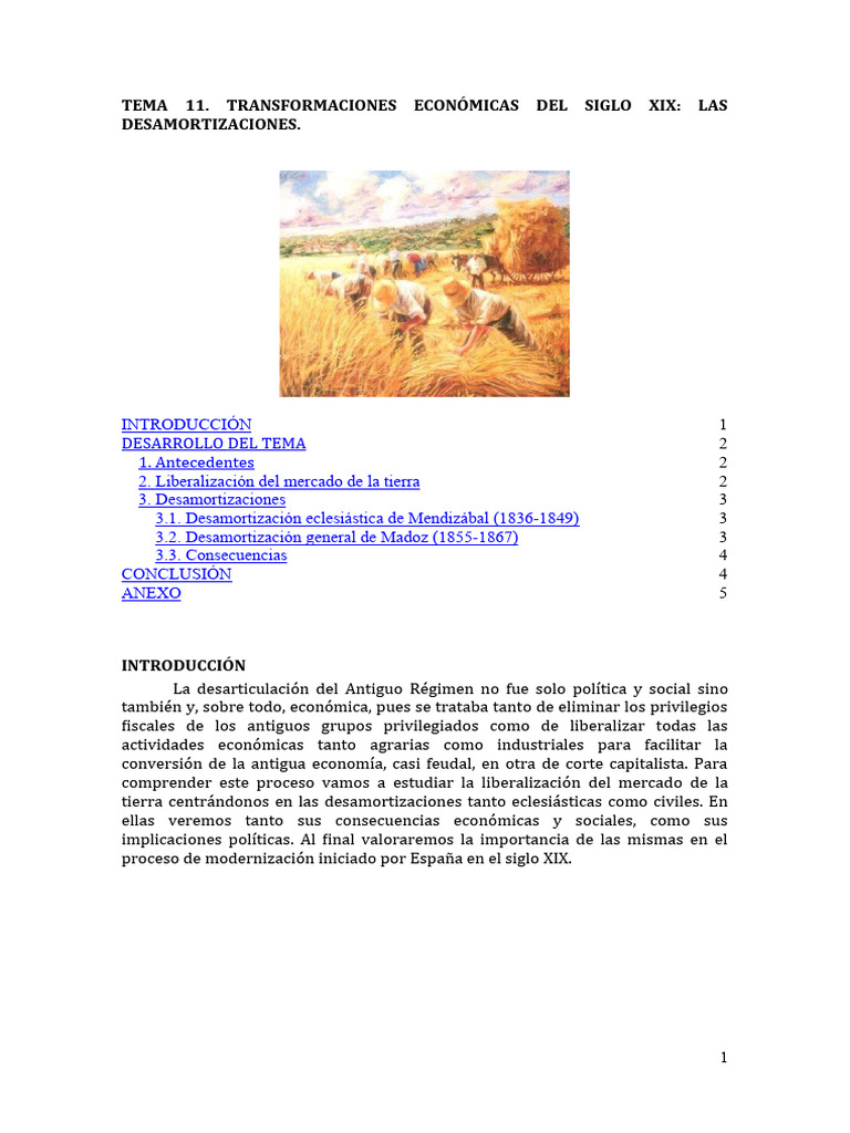Tema 10. Transformaciones Económicas Del Siglo XIX Las Desamortizaciones | PDF | Ciencias Políticas
