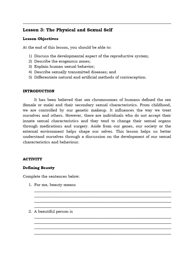 Chapter 6 - Physical and Sexual Self | PDF | Menstrual Cycle | Sexually Transmitted Infection