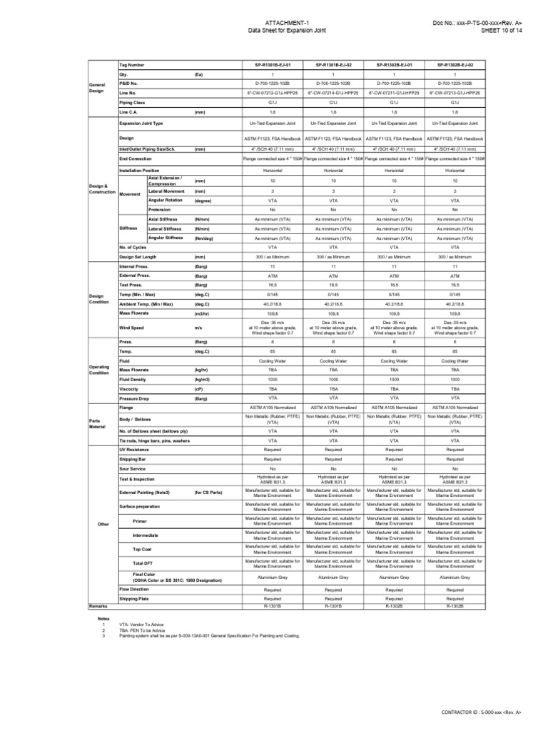 Data sheet EXP joint for GEG Radiator | PDF | Water | Viscosity
