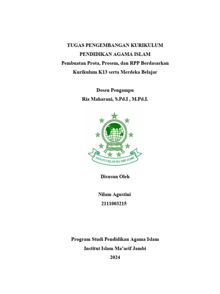 Prota, Prosem, RPP k13 Dan Merdeka Belajar (Nilam Ag.) | PDF | Agama & Spiritualitas