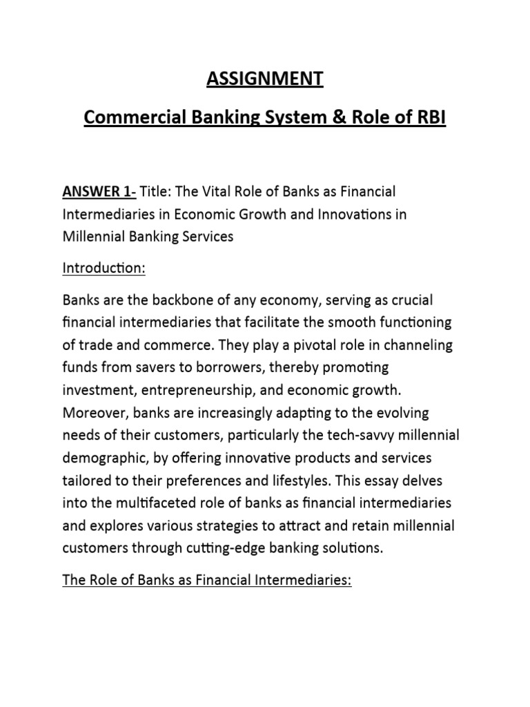 Assignment Commercial Banking System (Vaani Khurana) | PDF | Financial ...