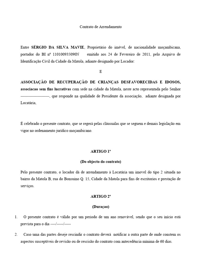 Contrato de Arendamento M | PDF