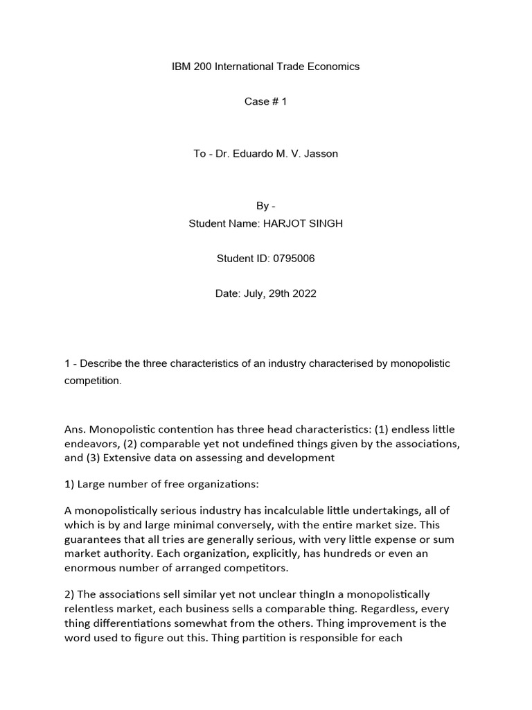 IBM 200 Case 1 Assignment | PDF | Free Trade | Taxes