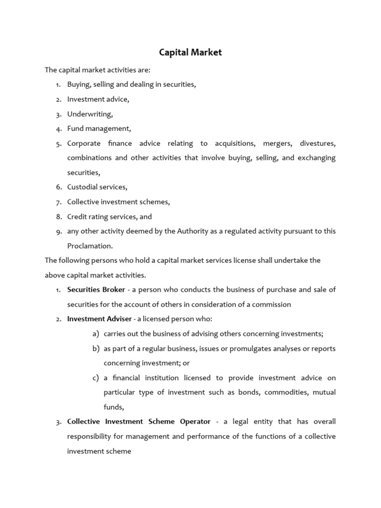 Overview of Capital Market Activities | PDF | Securities (Finance) | Capital Market