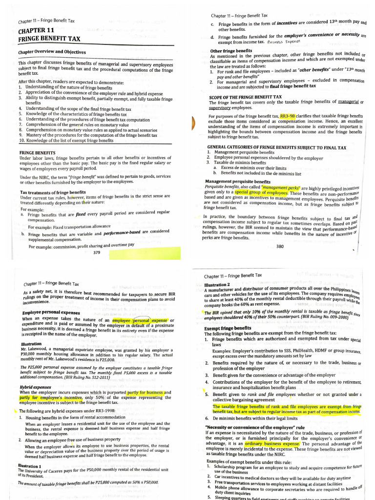 Chapter 11 | PDF | Employee Benefits | Taxes