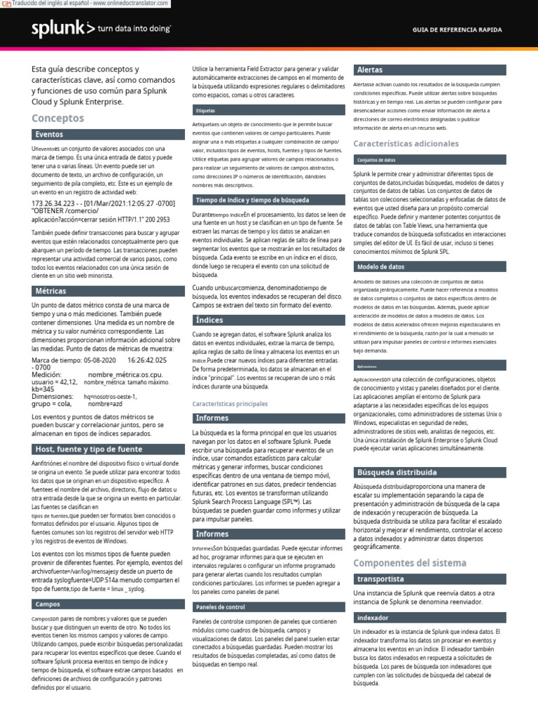 splunk-quick-reference-guide.en.es | PDF | Software de la aplicacion | Software