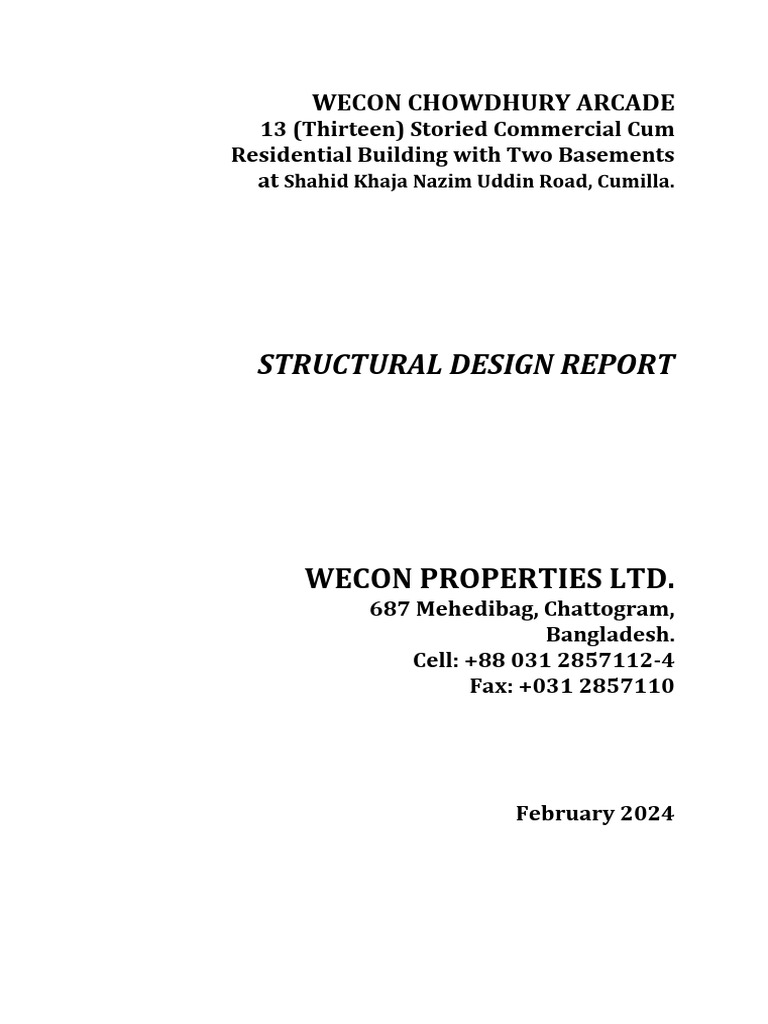 Full Report - Chowdhury Arcade | PDF | Beam (Structure) | Wall