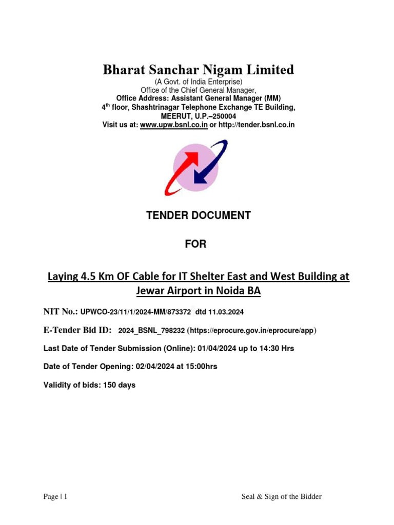 Tender Final | PDF | Cheque | Receipt