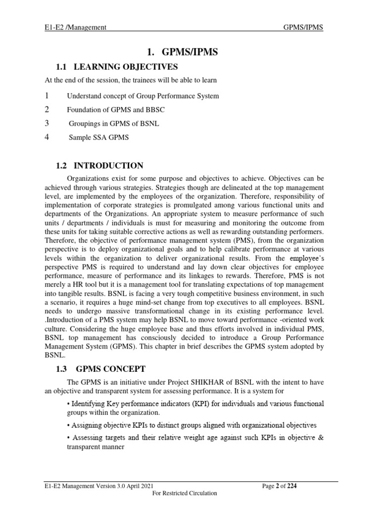 E1-E2 - Text - Chapter 1. GPMS IPMS | PDF | Performance Indicator ...