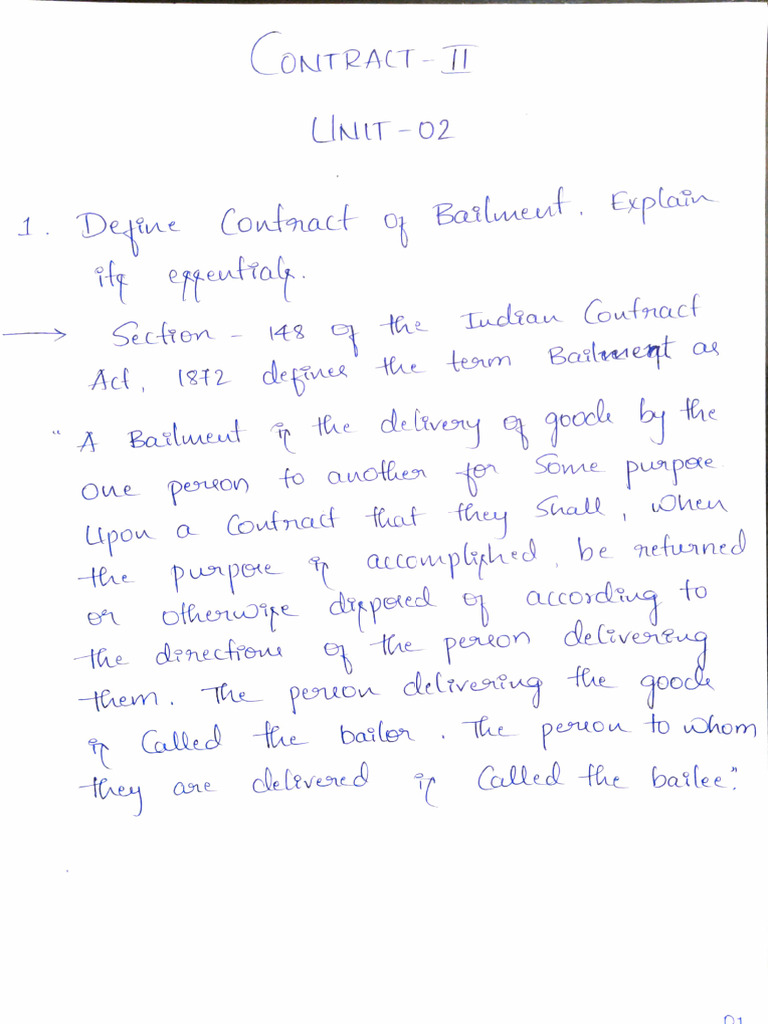 Contract Law II - Unit - 2 | PDF
