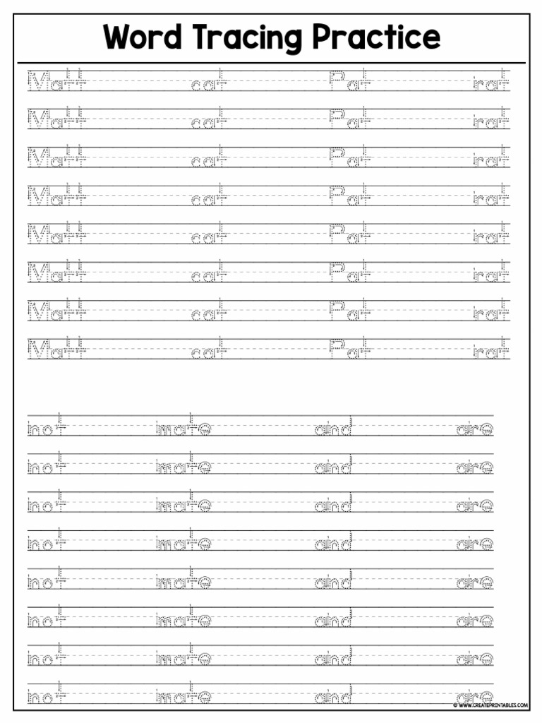 Word Tracing Practice C99F 0B74 94BC | PDF