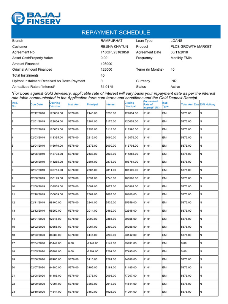 Repayment Report Pdf Interest Loans