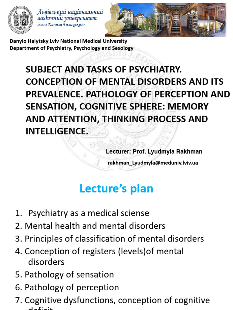 Lecture 1 Subject and Tasks of Psychiatry | Download Free PDF | Psychiatry | Hallucination