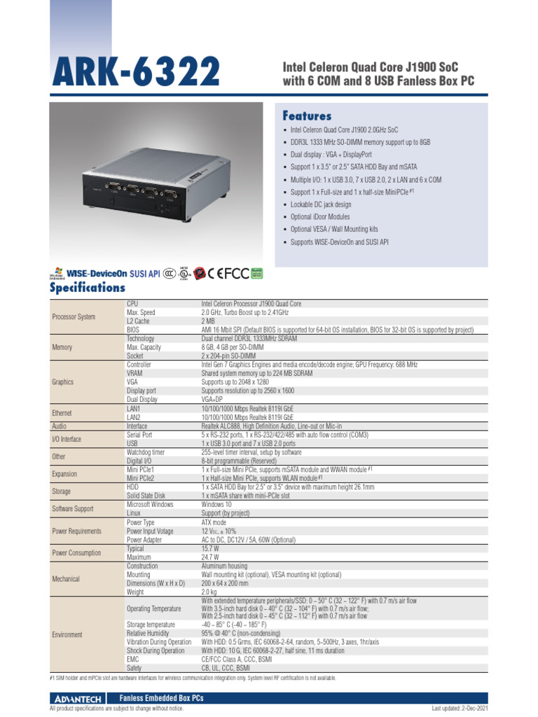 Ark-6322 DS | PDF | Usb | Solid State Drive
