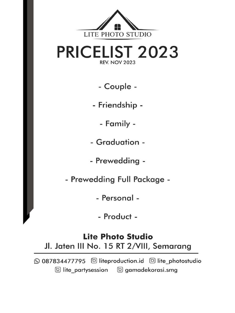New Pricelist Lite Photo Studio Rev-Nov 23 | PDF