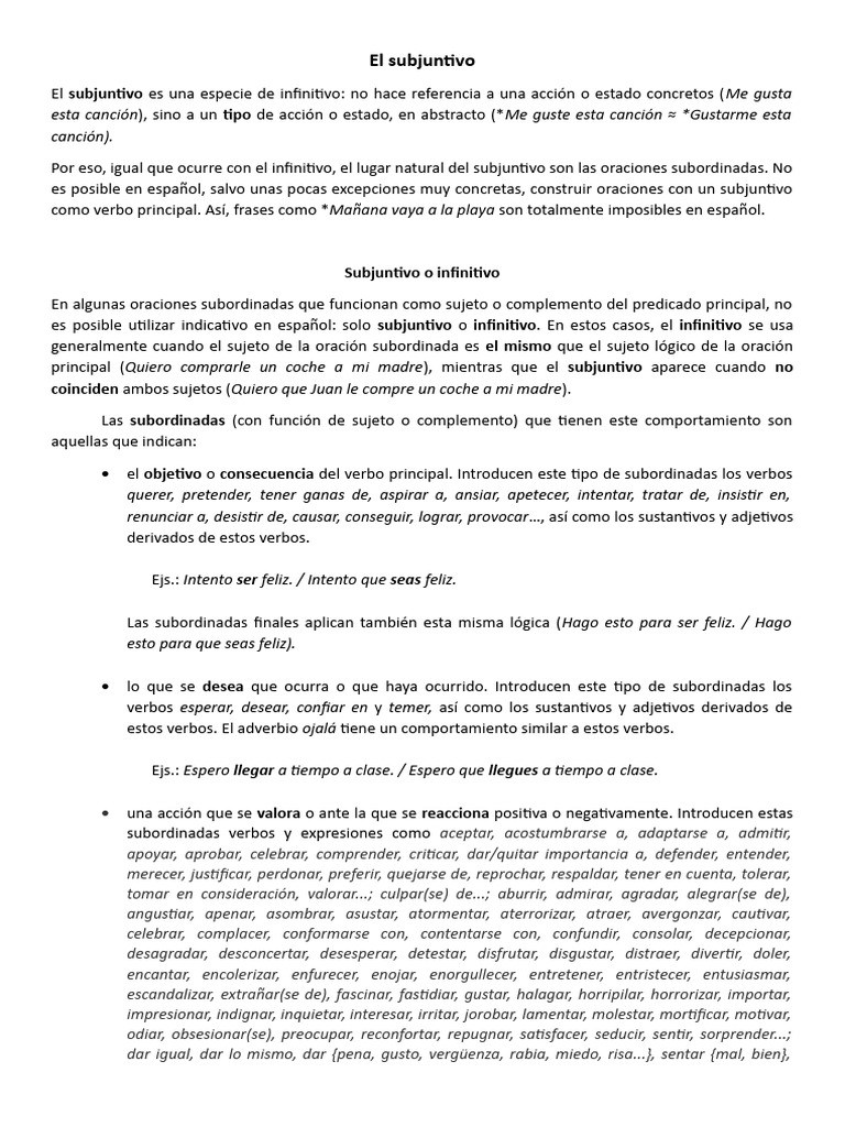 El Subjuntivo (Síntesis de Repaso B2.1, 1. Parte) | PDF | Asunto ...