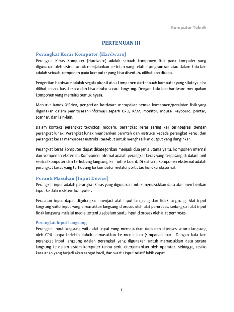 01 Materi Perkuliahan Komputer Teknik 2023 Pertemuan Iii | PDF