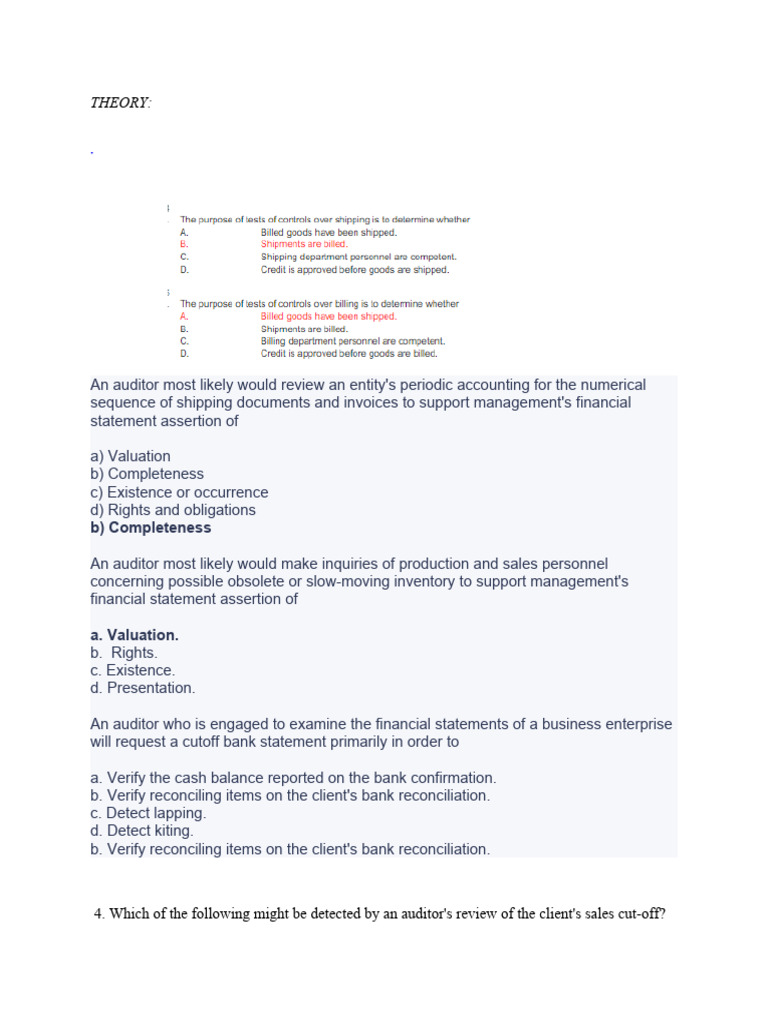 Audit Procedures and Assertions | PDF | Receipt | Business