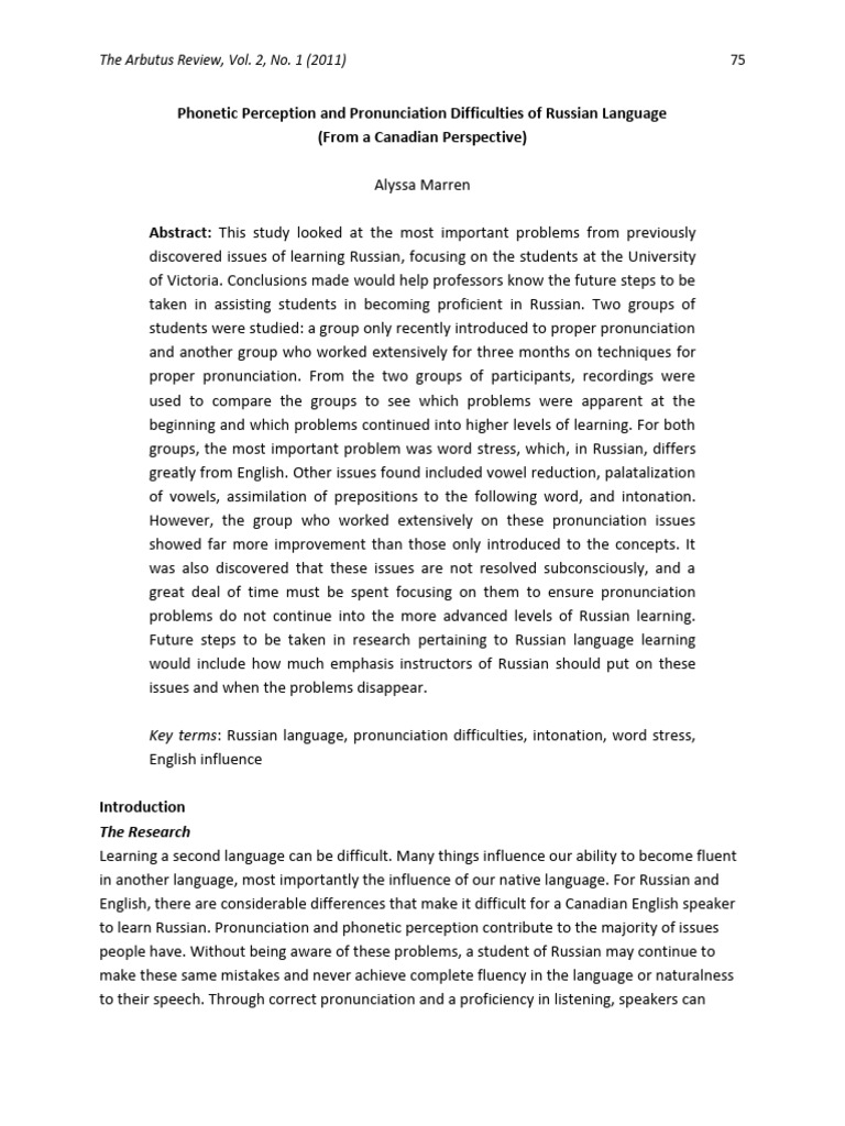Phonetic Perception and Pronunciation Difficulties | PDF | Stress ...