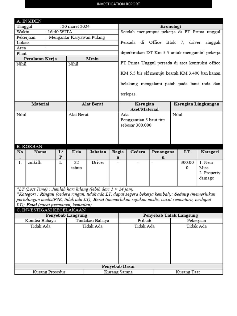 Form Investigasi | PDF