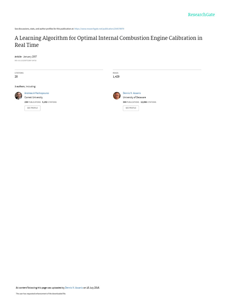 A Learning Algorithm For Optimal Internal Combustion Engine Calibration ...