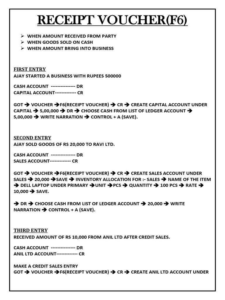 Receipt Voucher Entry Guide | PDF