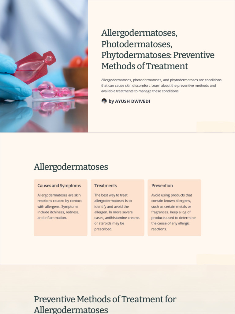 Allergodermatoses Photodermatoses Phytodermatoses Preventive Methods ...