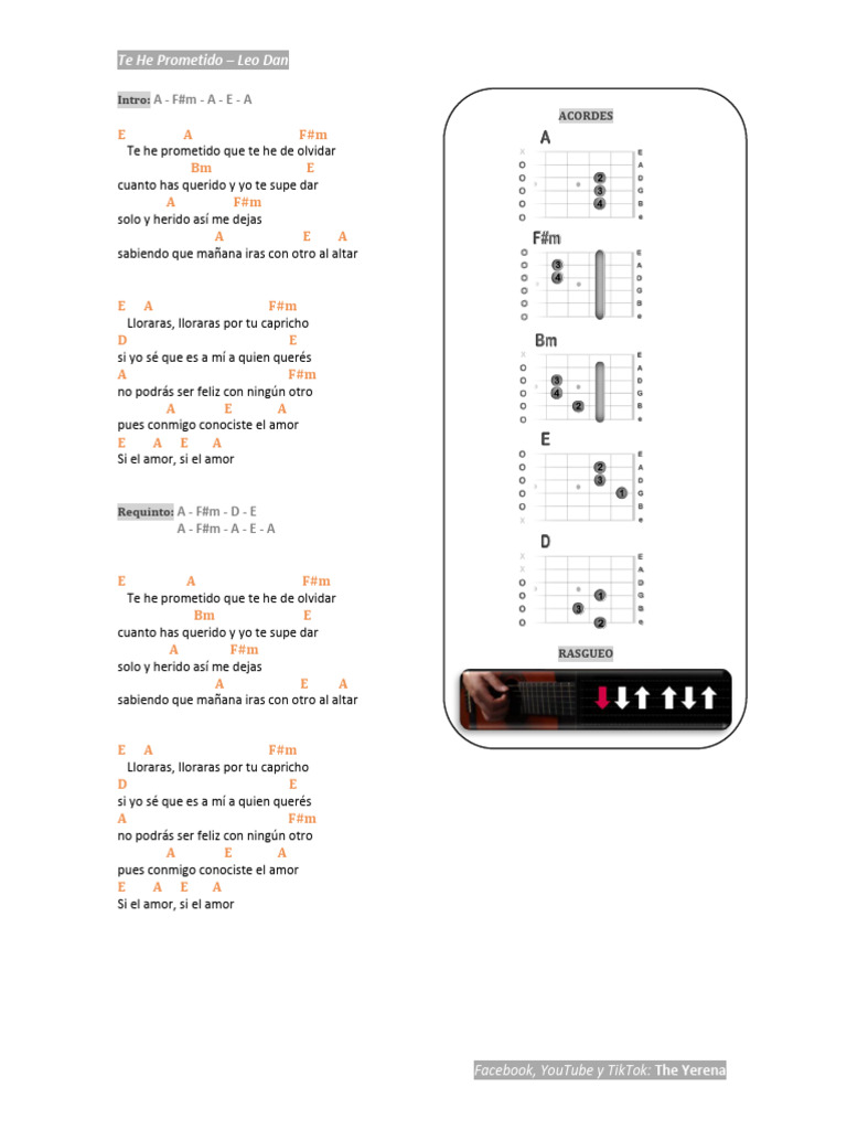 Acordes y letra de "Te He Prometido" | PDF