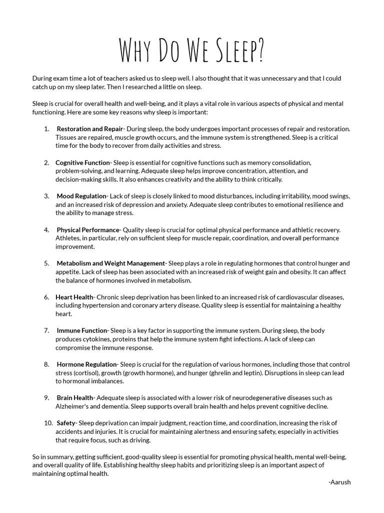 Why Do We Sleep? | PDF | Sleep | Sleep Deprivation