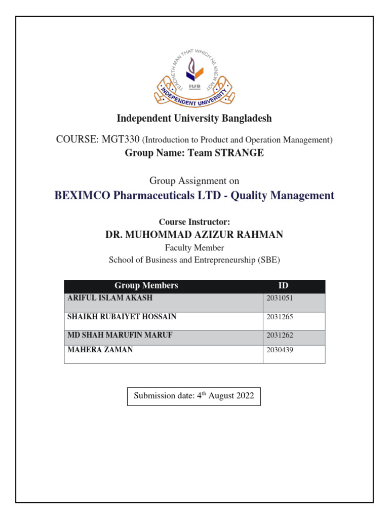Team-Strange MGT330 Sec-02 Summer22 | PDF | Lean Manufacturing | Business