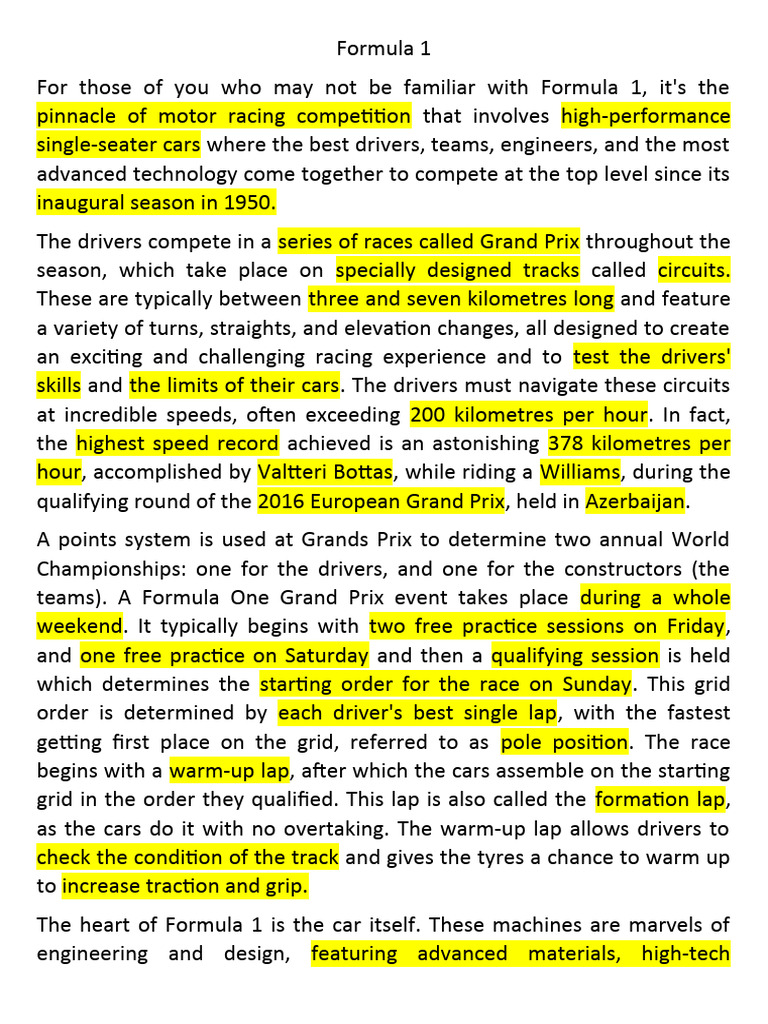 Formula 1 | PDF | Formula One | Formula One Grands Prix