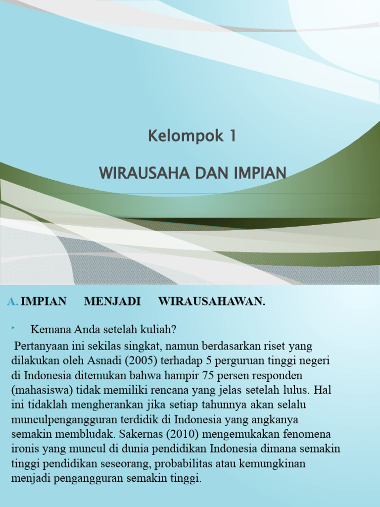 Pertemuan 2 Wirausaha Dan Impian | PDF | Karier & Perkembangan | Bisnis