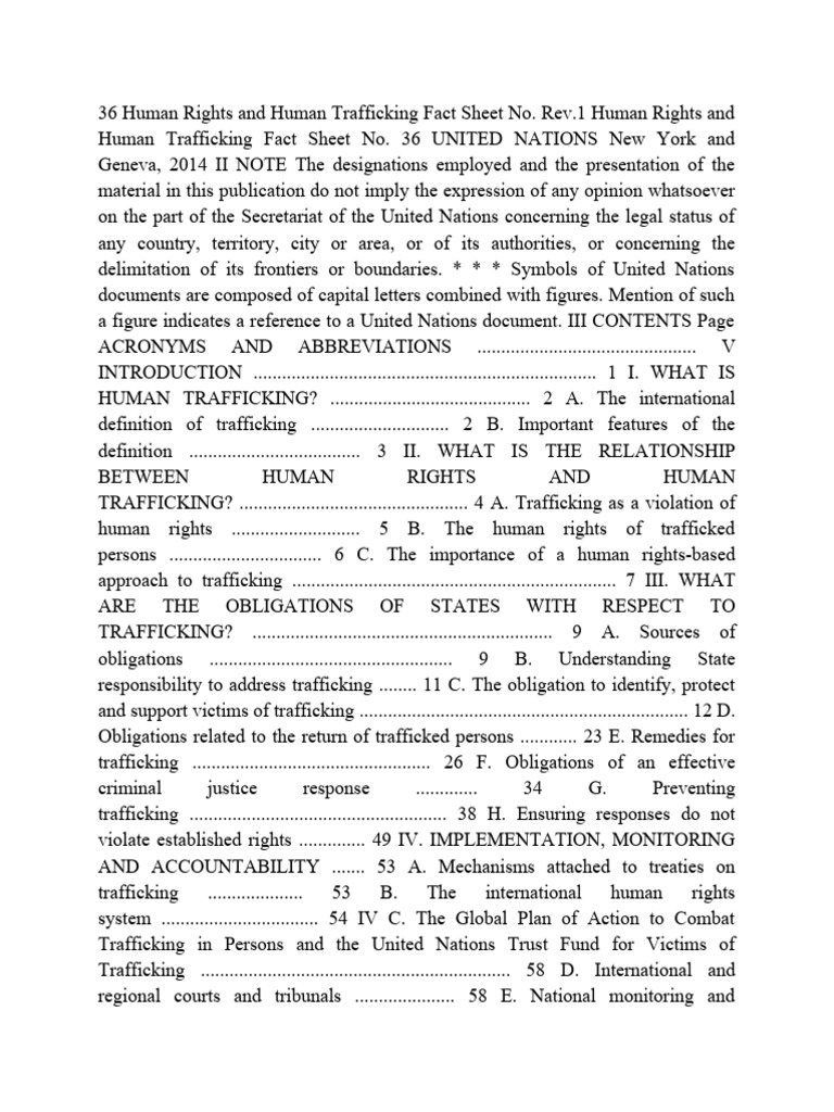 Human Rights And Human Trafficking Fact Sheet No Pdf Human