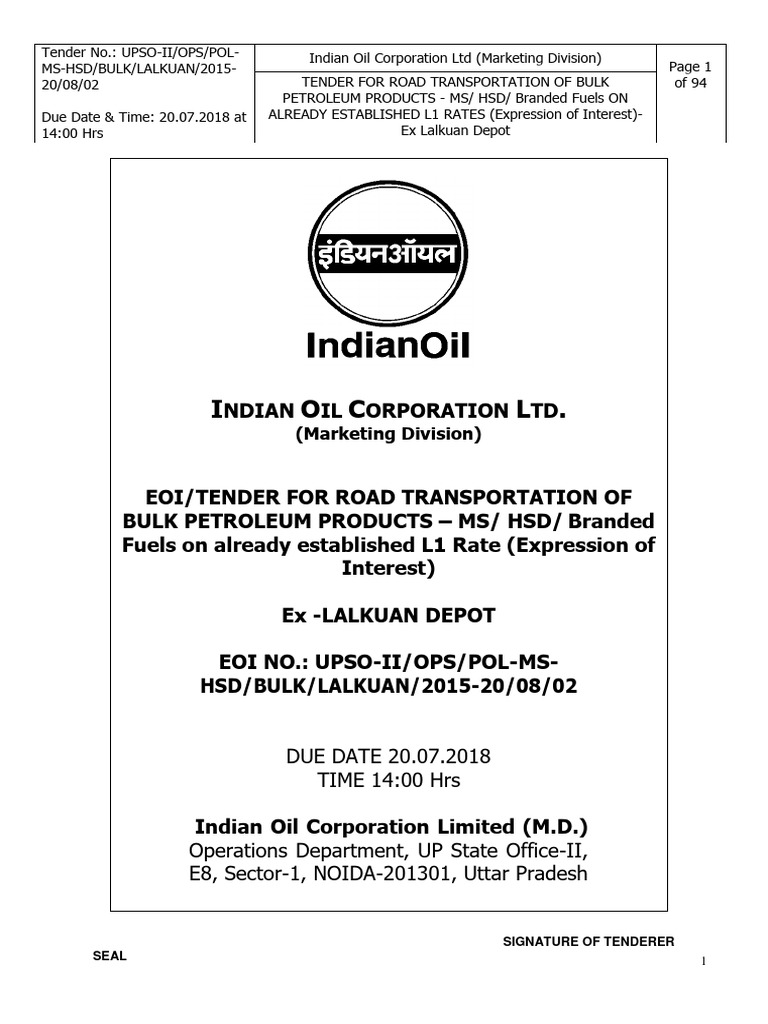 Tender Presentation | PDF | Petroleum