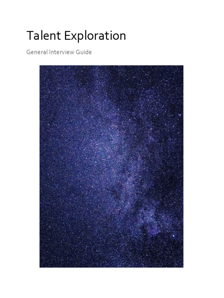 Talent Exploration General Interview Guide 3.2019 No Eval | PDF | Job ...