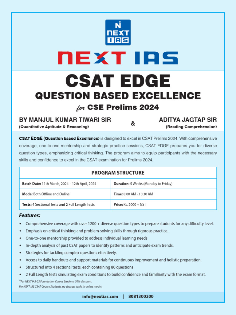 CSAT Edge Question Based Excellence 2024 | PDF | Critical Thinking | Mathematics