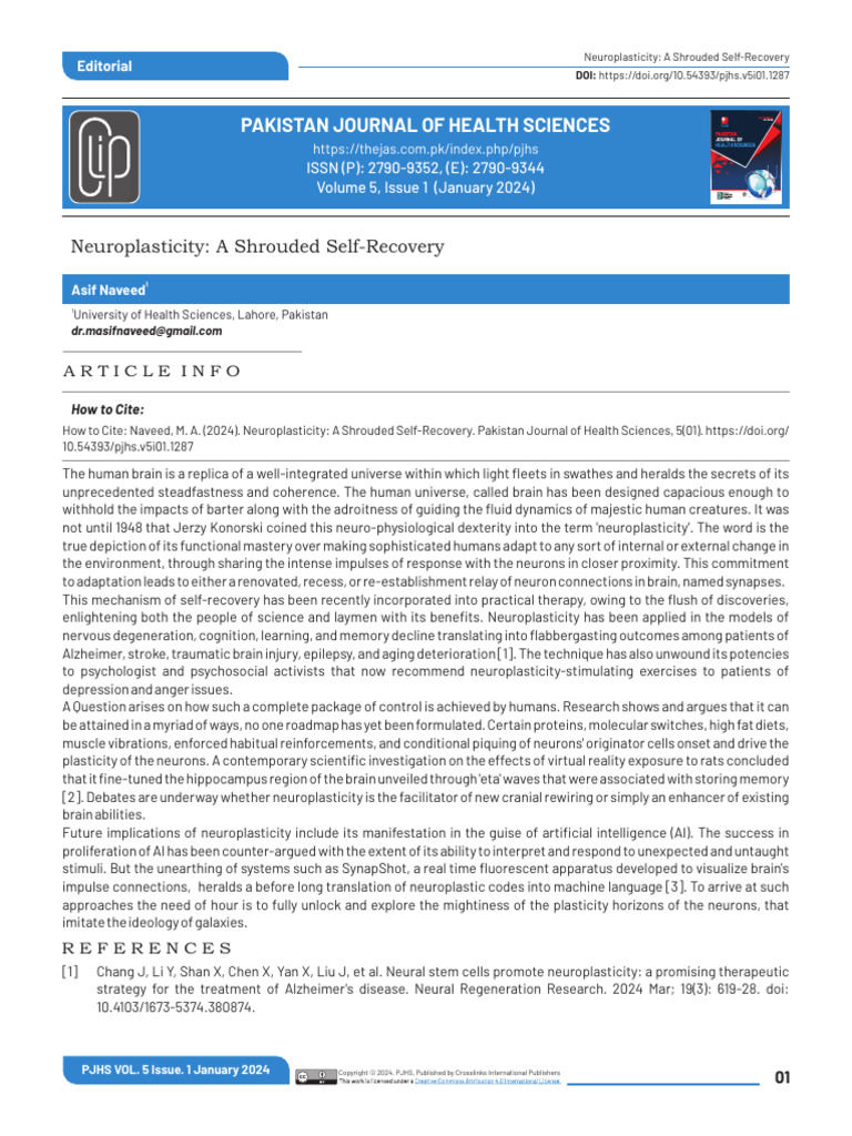 Neuroplasticity A Shrouded Self-Recovery | PDF | Neuroplasticity | Brain