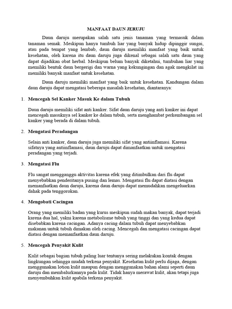 Manfaat Daun Jeruju | PDF