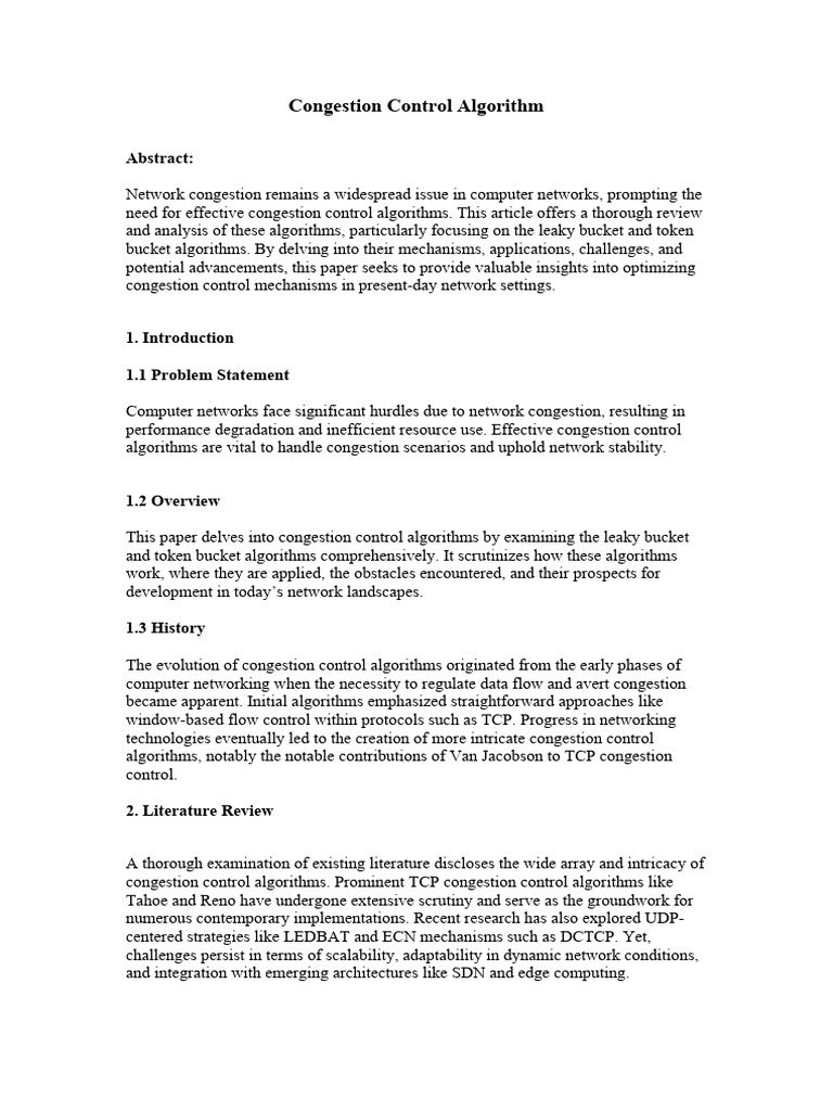 Congestion Control Algorithm33 Pdf Network Congestion Computer Network